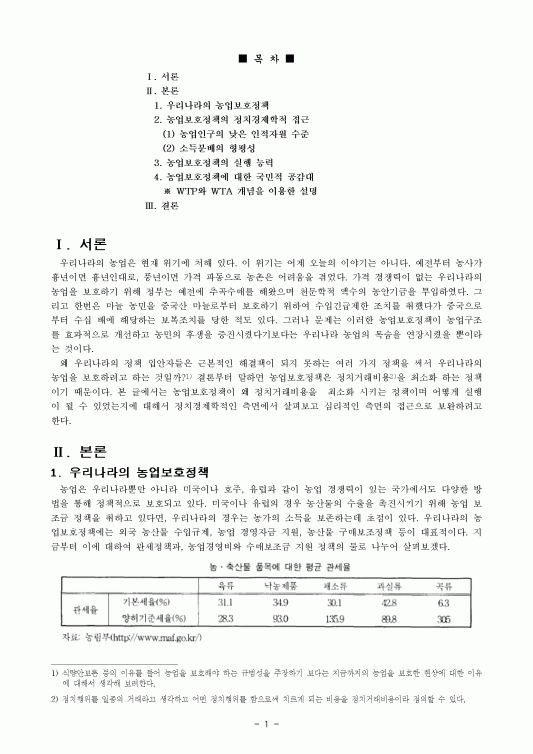 농업 보호 정책의 정치 경제학적 접근 - 우리는 왜 농업을 보호할까?