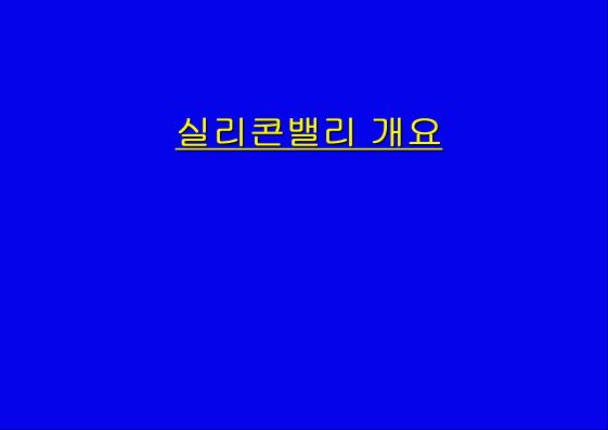 실리콘밸리 개요