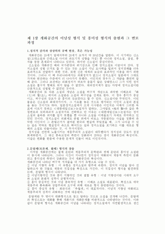 한국소설사 전체 요약