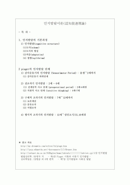 인지발달이론(認知發達理論)