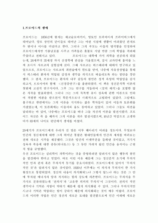 프로이드의 생애와 정신 분석학 이론과 이론 체제