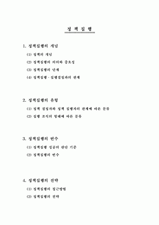 정책집행 레포트 자료