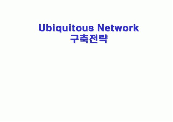 Ubiquitous Network 구축전략