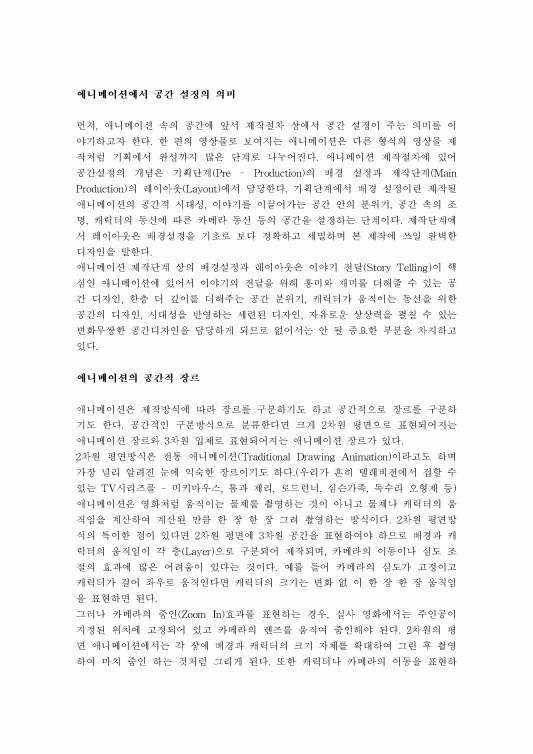 애니메이션 속에서 보여지는 공간의 의미와 공간 디자인