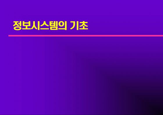 정보시스템의 기초