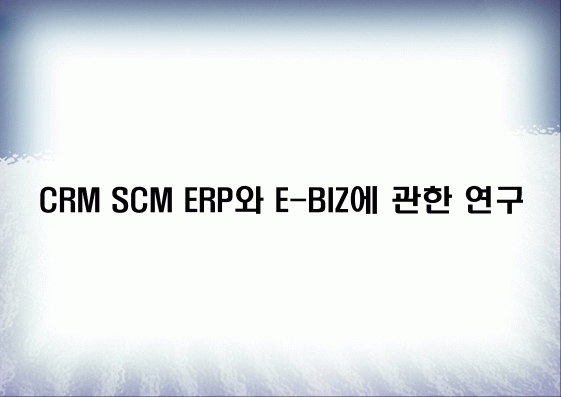 [이비즈니스] CRM SCM ERP와 E-BIZ에 관한 연구