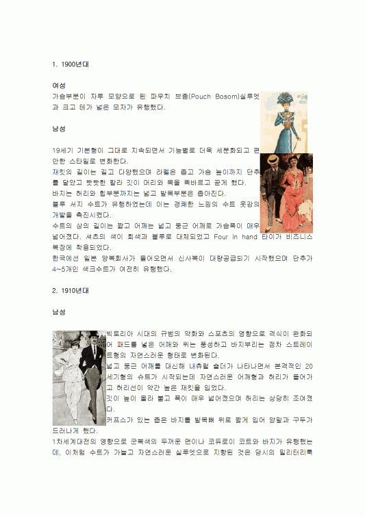 20세기 패션의 변천사(1900년~1990년)
