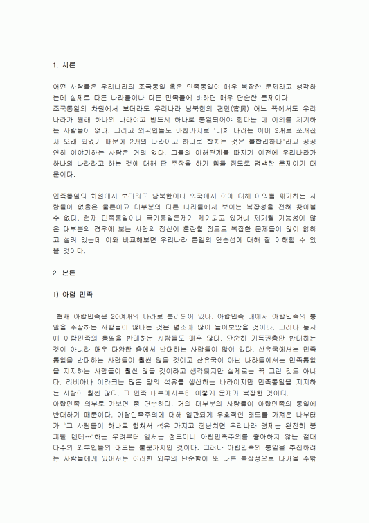 국가간의 통일 문제