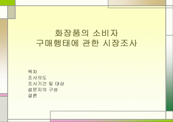 화장품의 소비자 구매행태에 관한 시장조사