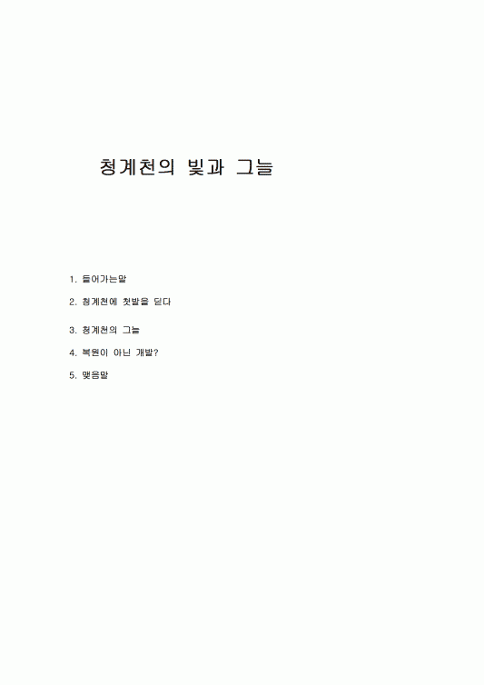 청계천의 빛과 그늘