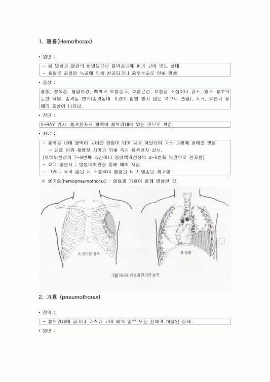 혈흉, 기흉 레포트 자료