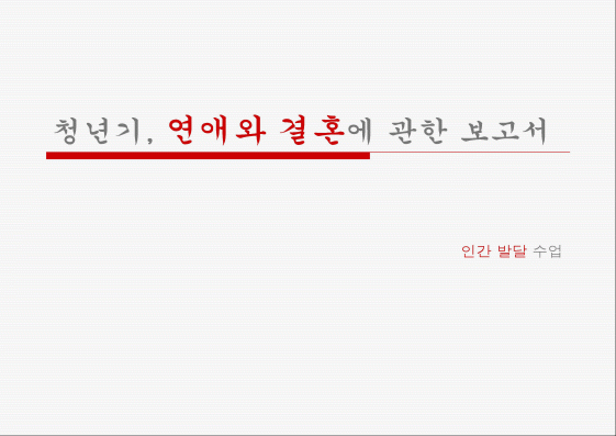 청년기 연애와 결혼에 관한 보고서