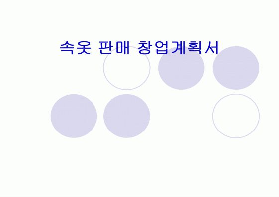 속옷 판매 창업계획서