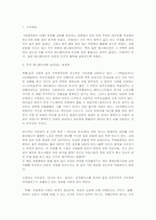 미국,일본애니메이션의 자연과인간의철학