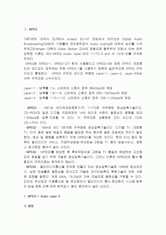 디지털 압축 코덱의 종류 및 특징과 기술 방식 (MPEG, MPEG-2 AAC, VQF, AC-3, DTS, ATRAC3, 돌비 프로로직II)