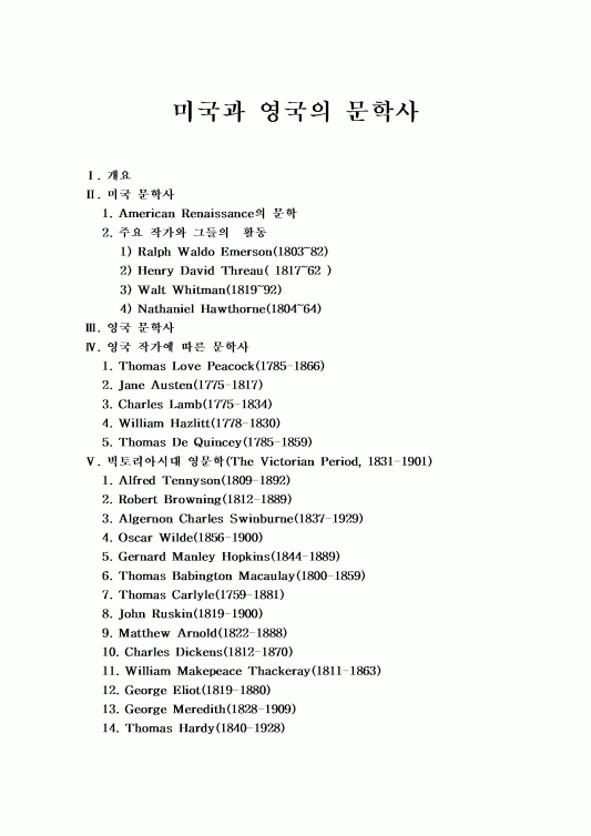 [미국 문학사][영국 문학사][미국][영국][문학사][문학]미국과 영국의 문학사(미국 문학사, 영국 문학사, 영국 작가에 따른 문학사, 빅토리아시대 영문학, 미국, 영국, 문학사, 문학, 영문학, 영국 작가)
