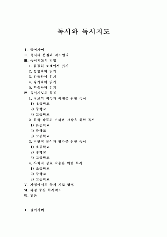 [독서][독서지도][독서교육]독서와 독서지도(독서의 본질과 지도원리, 독서지도(독서교육) 방법, 독서지도(독서교육)의 목표, 가정에서의 독서지도(독서교육) 방법, 과정 중심 독서지도(독서교육), 독서지도, 독서)