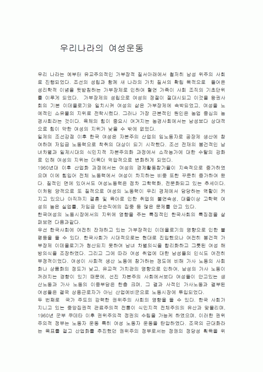 우리나라의 여성운동