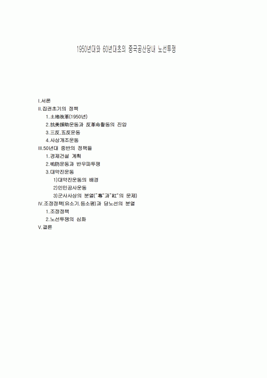 1950년대와 60년대초의 중국공산당내 노선투쟁