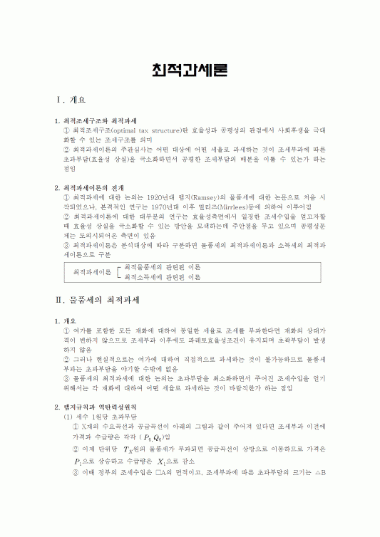 최적과세론 레포트 자료