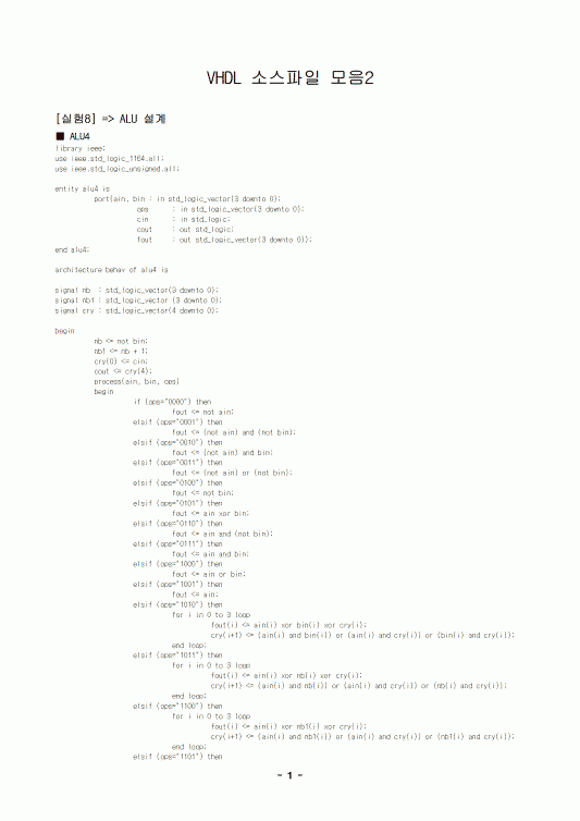 VHDL 프로그램 정리