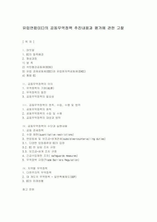 유럽연합(EC)의 공동무역정책 추진내용과 평가에 관한 고찰