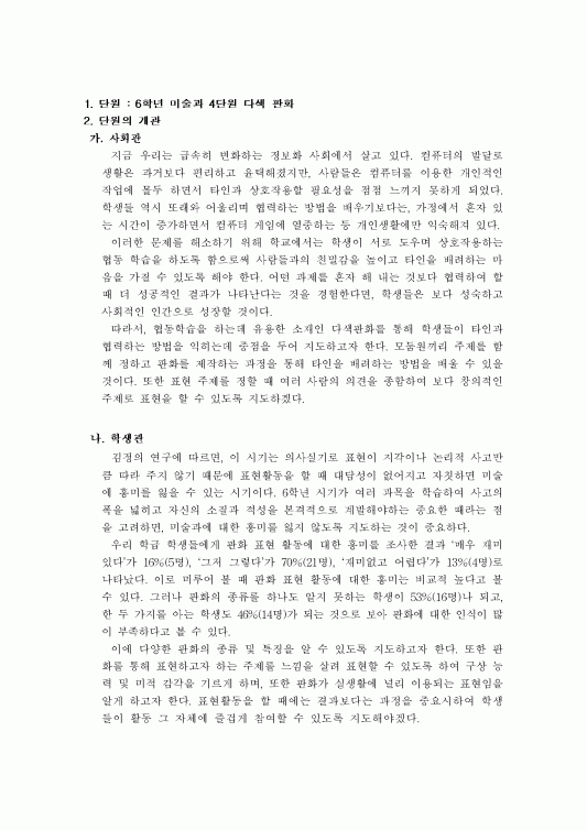 6학년 미술 다색 판화 단원 세안