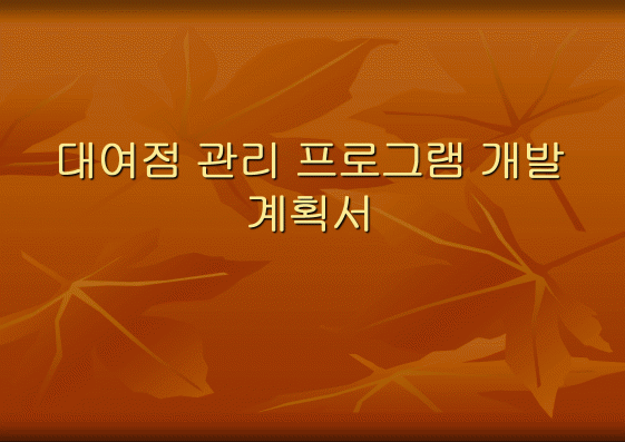 대여점 관리 프로그램 개발 계획서