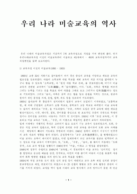 미술 교육의 변천 과정