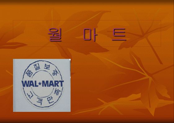 월마트 분석 레포트 자료