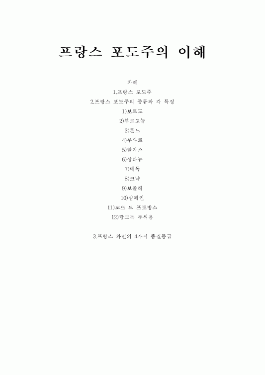 프랑스 와인의 종류