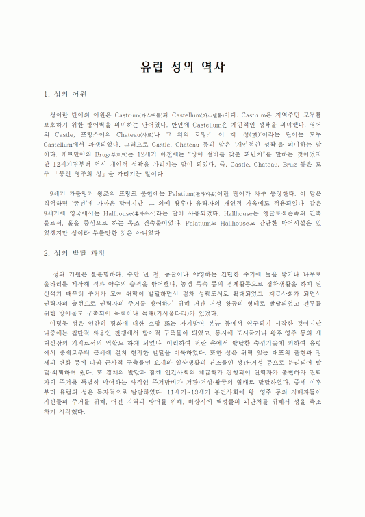 유럽의 성 레포트 자료