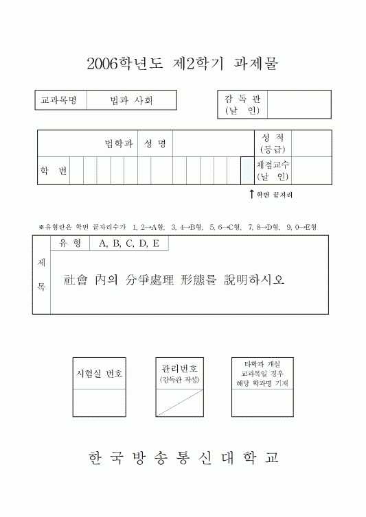 사회 내의 분쟁처리 형태에 관해 논하시오