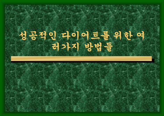 성공적인 다이어트를 위한 여러가지 방법들