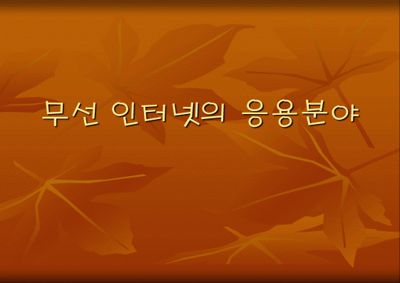 무선인터넷의 응용분야