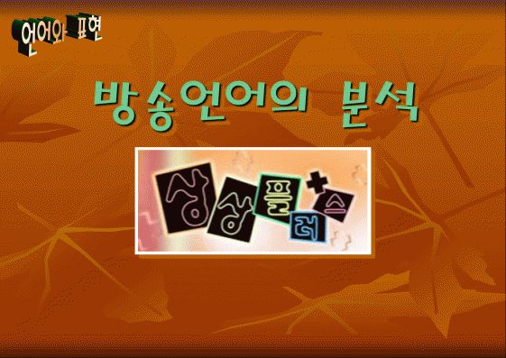 방송언어 분석(상상플러스)