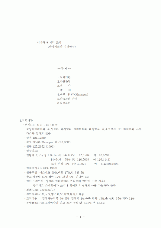 니카라과 지역 조사