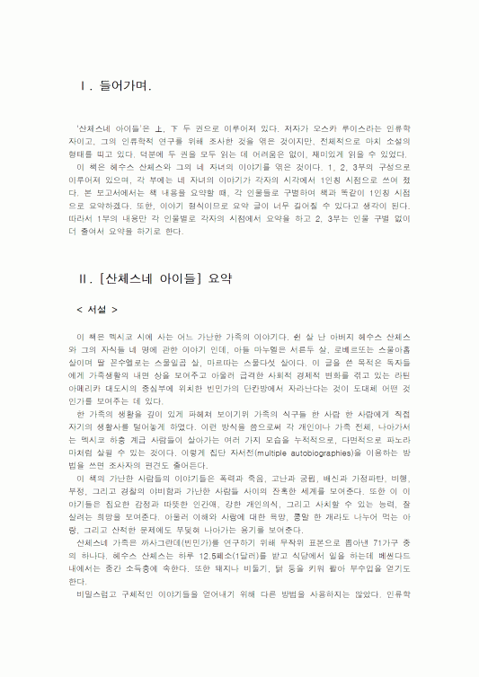 산체스네 아이들 감상문