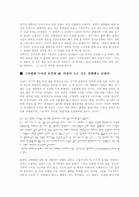 김기덕 영화 속의 여성