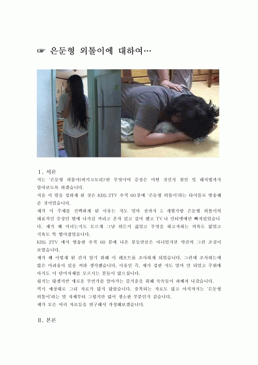 은둔형 외톨이에 대하여