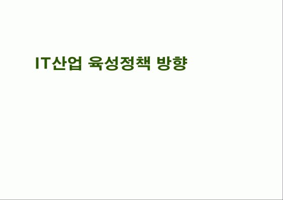 IT산업 육성정책 방향
