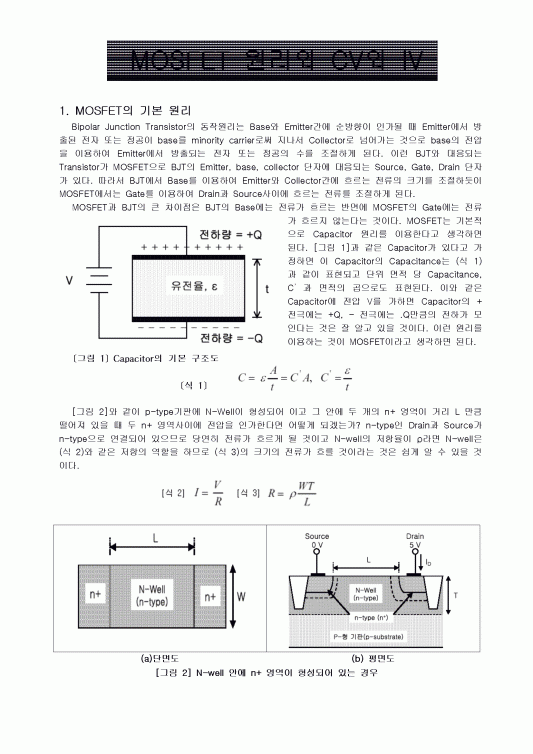 MOSFET 원리와 CV curve 와 IV curve