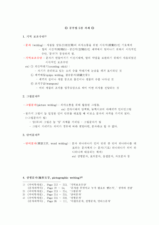 국어학입문 제5장 문자론 용어정리사전 과제물