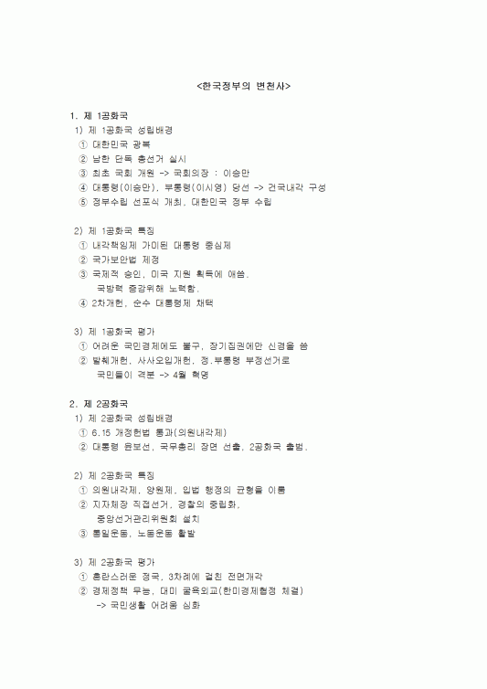 한국정부의 변천사