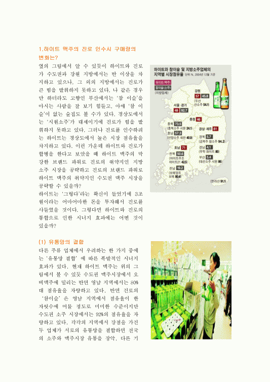 하이트의 진로 인수에 대한 주류 업계의 변화