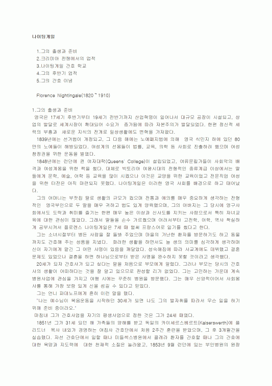 [인문과학] 나이팅게일