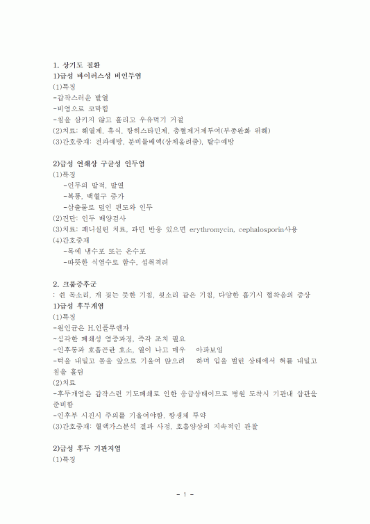 아동질환 정리하기