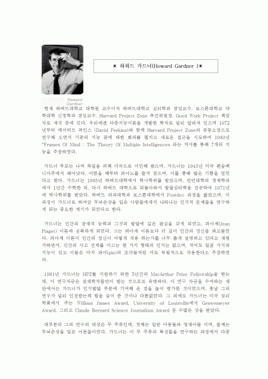 하워드 가드너의 다중지능이론