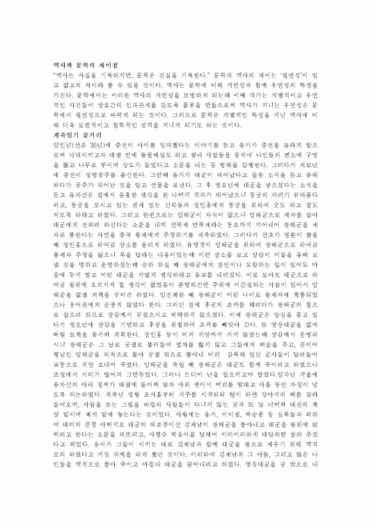 역사와 문학의 차이점