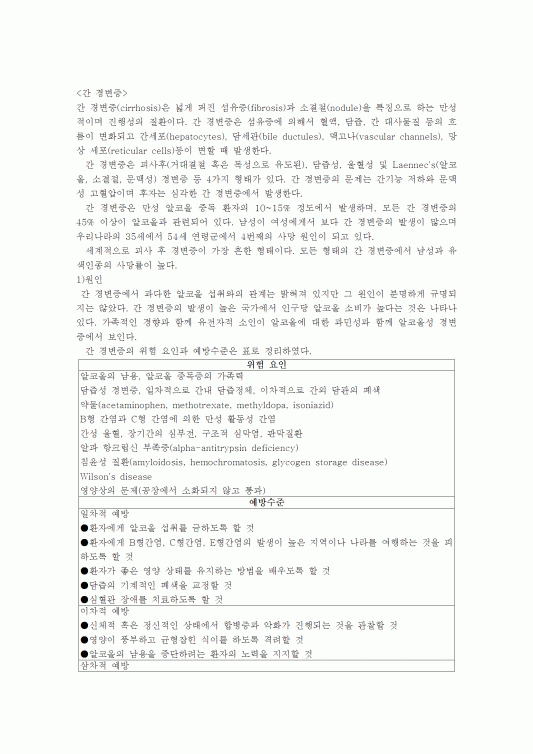 간 경변증 레포트 자료